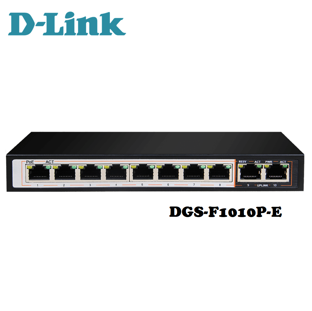 D-Link DGS-F1010P-E 8 Port 250M 10-Port 10/100/1000 Switch with 8 PoE ...