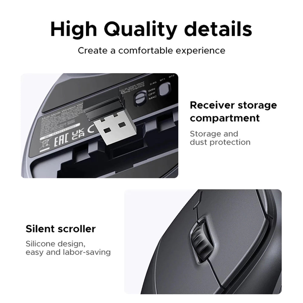 UGREEN ERGONOMIC MULTI-MODE WIRELESS SILENT RECHARGEABLE MOUSE – wme.my