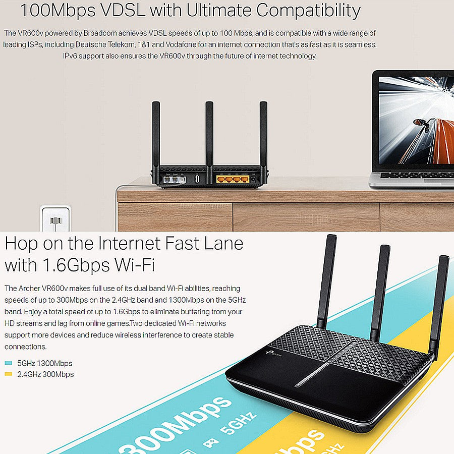 TP-Link Archer VR600V AC1600 2.4Ghz + 5Ghz Wireless Wifi Streamyx Mode ...