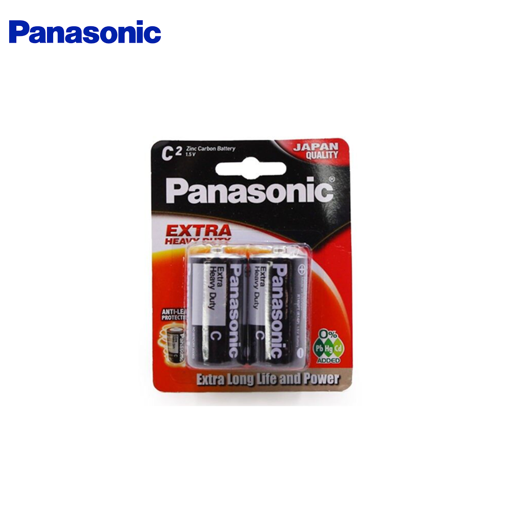 Panasonic Extra Heavy Duty C Size 2 Pack Zinc Carbon Battery UM-2SHD/2 ...