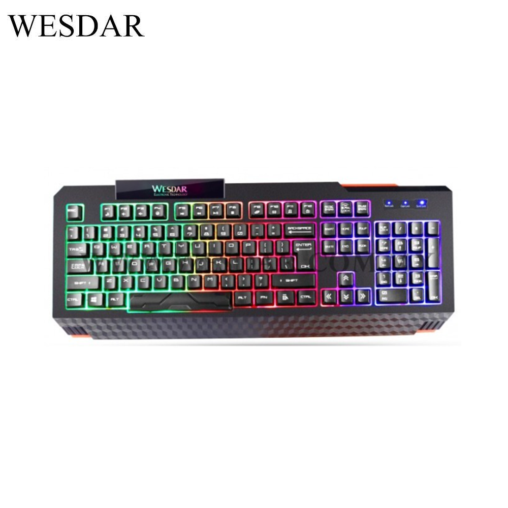 WESDAR Gaming keyboard - colourful LED lights with Splash proof design ...